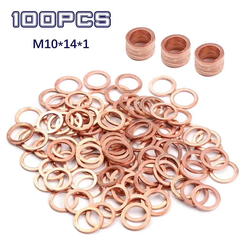 100-50pcs-Solid-Copper-Washers-Flat-Ring-Gasket-Sump-Plug-Oil-Seal ...