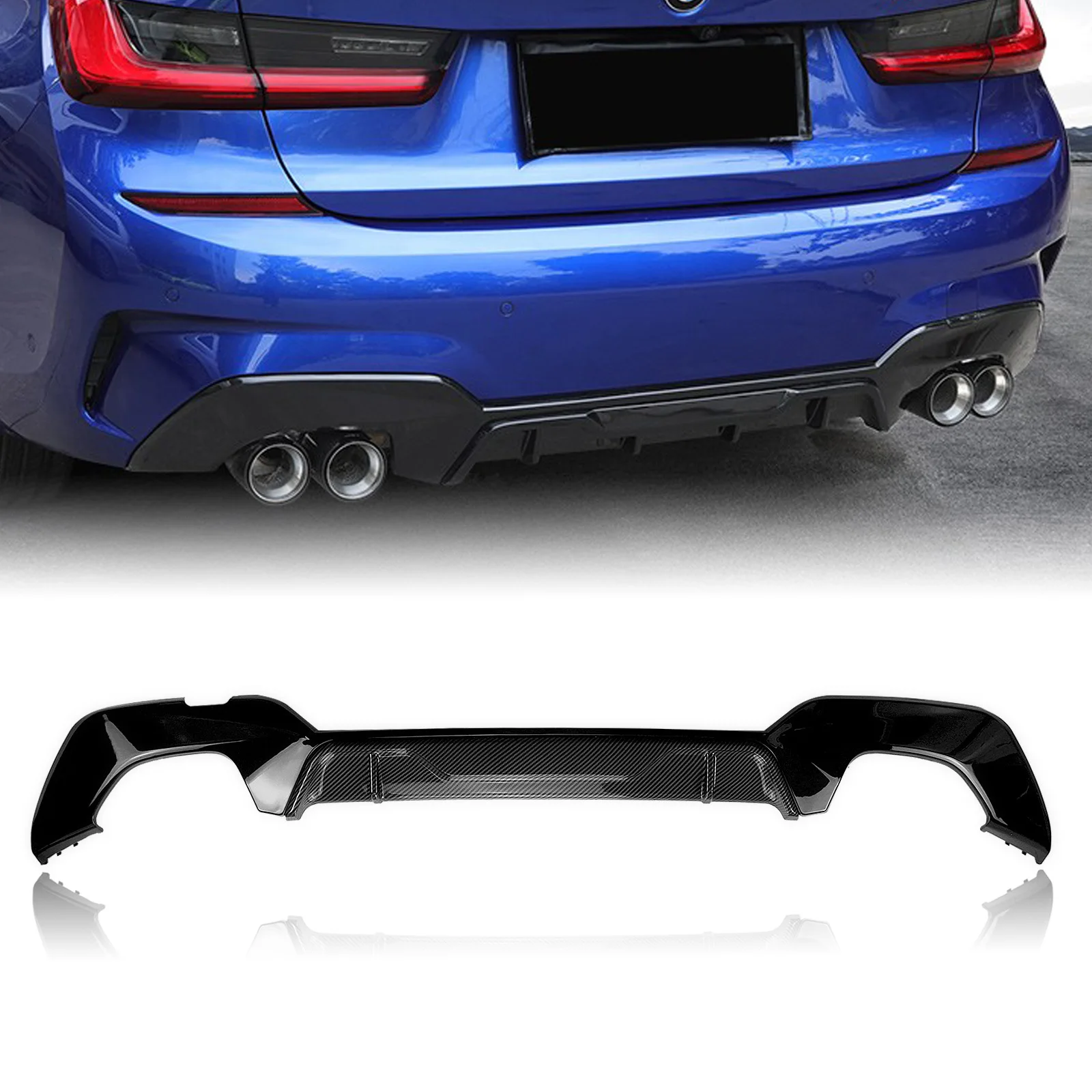 Rear-Diffuser-Bumper-Lip-For-BMW-3-Series-G20-G28-M-Sport-2019-2022 ...