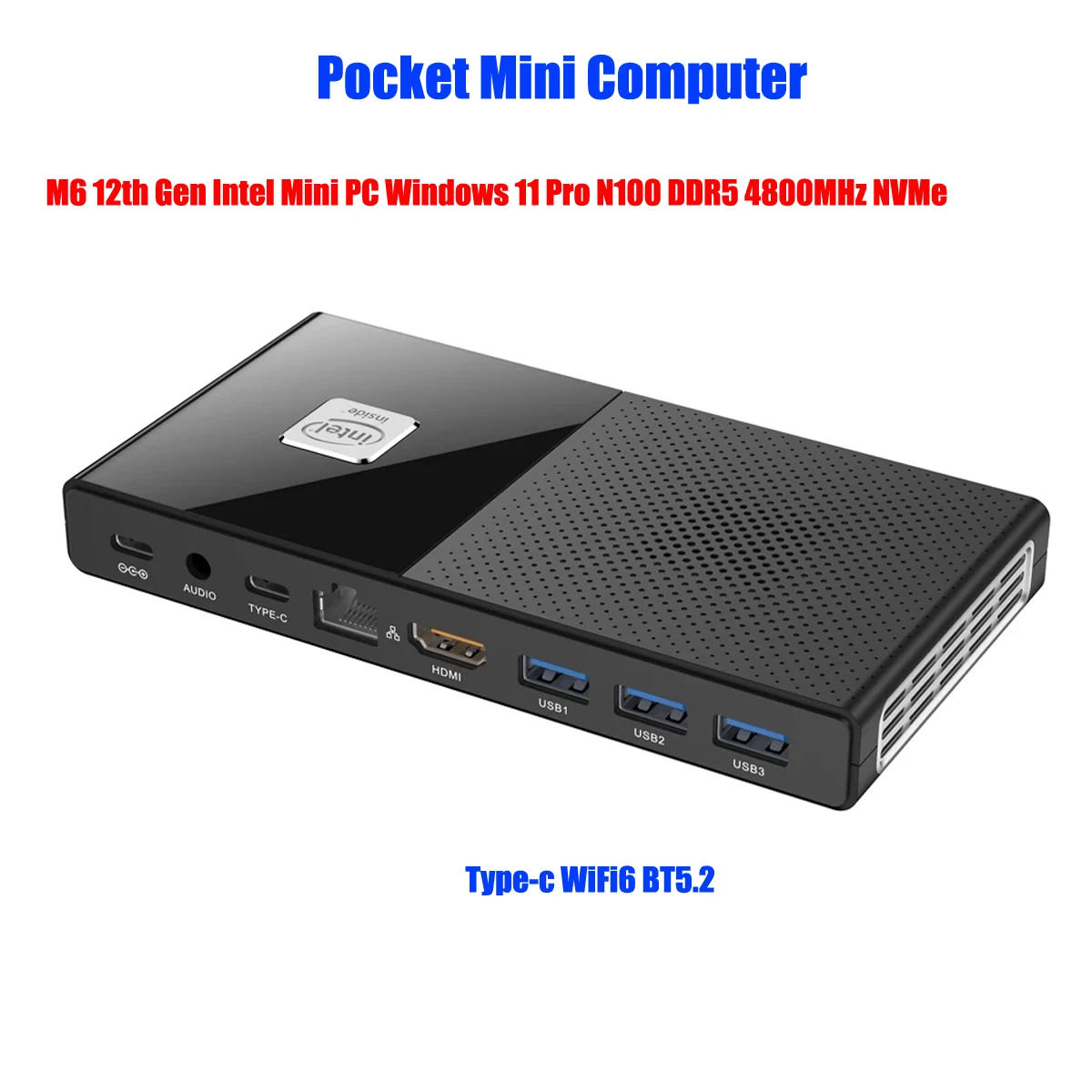 M6 Mini PC 12th Gen Intel N100 Windows 11 Pro DDR5 2933MHz NVMe SSD ...