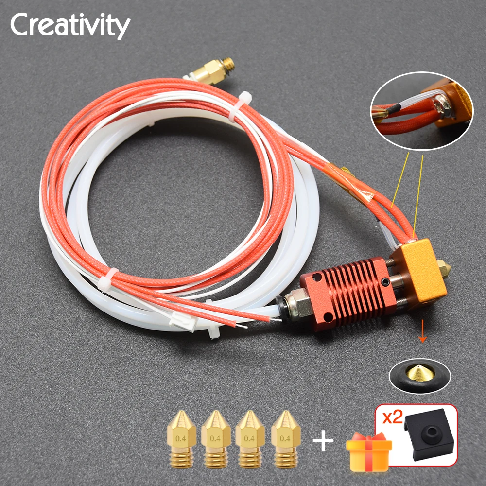 Ender 3 Metal J-Head CR10 MK8 Hotend Extruder Kit Heat Block Nozzle ...