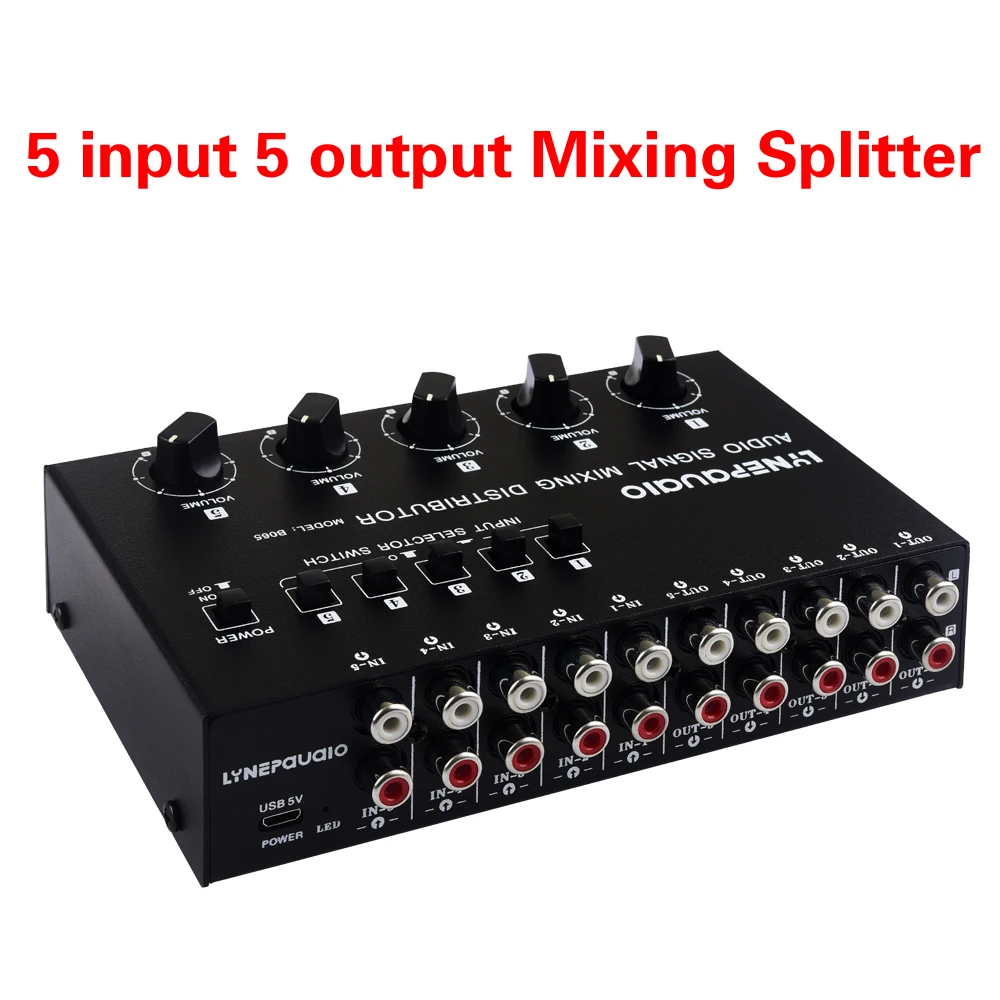 5-input-5-output-audio-frequency-signal-select-sound-mixing-distribute ...
