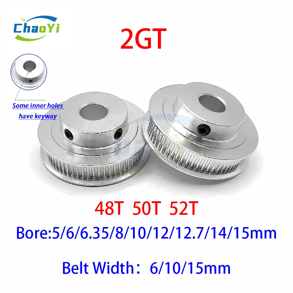2GT Timing Pulley 48T 50T 52 Teeth Bore 5/6/6.35/8/10/12/12.7/14/15mm ...