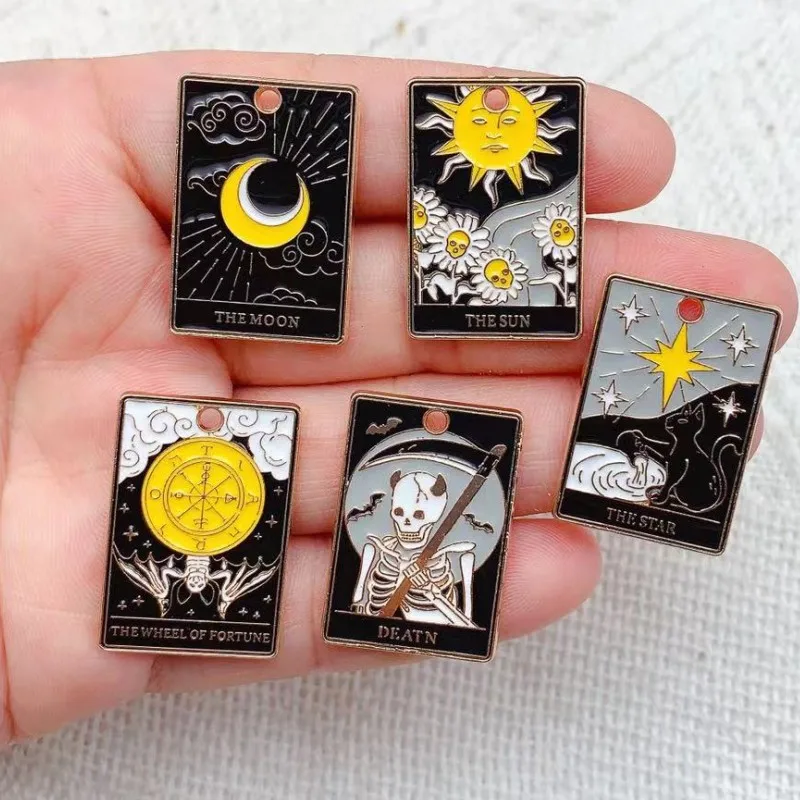10pcs-Tarot-Card-Charms-Magical-Divination-Crafts-Enamel-Board-Sun-Moon ...