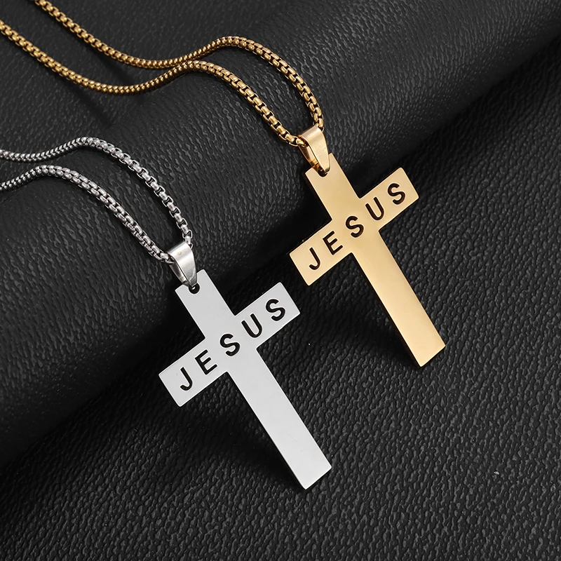 Stainless-Steel-Christian-Cross-Pendant-Letter-Amulet-Necklace-for-Men ...