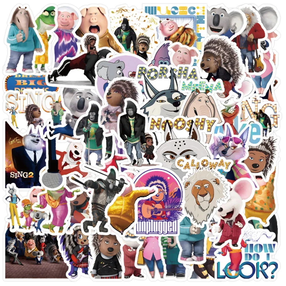 50pcs Sing 2 Movies Stickers Buster Moon Cartoon Sticker Laptop ...