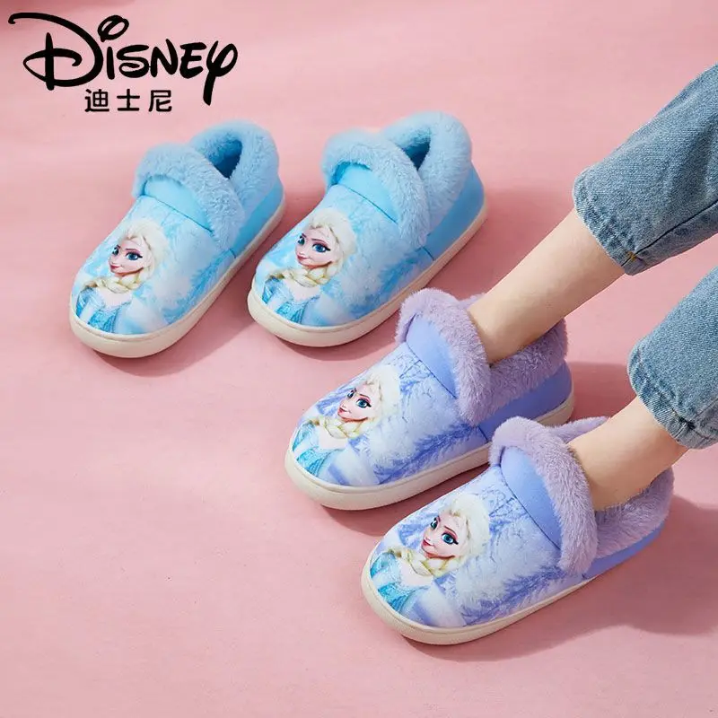 Disney Princess Elsa Children's Heel Cotton Slippers Girls' Frozen Home ...