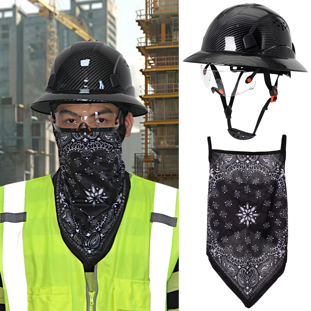 CE-Carbon-Fiber-Full-Brim-Hard-Hat-w-Built-In-Goggle-Triangle-Face ...