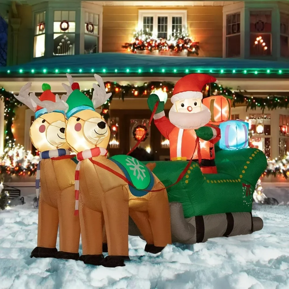 Christmas-Inflatable-LED-Lighted-Santa-on-Gray-Sleigh-with-Reindeers ...