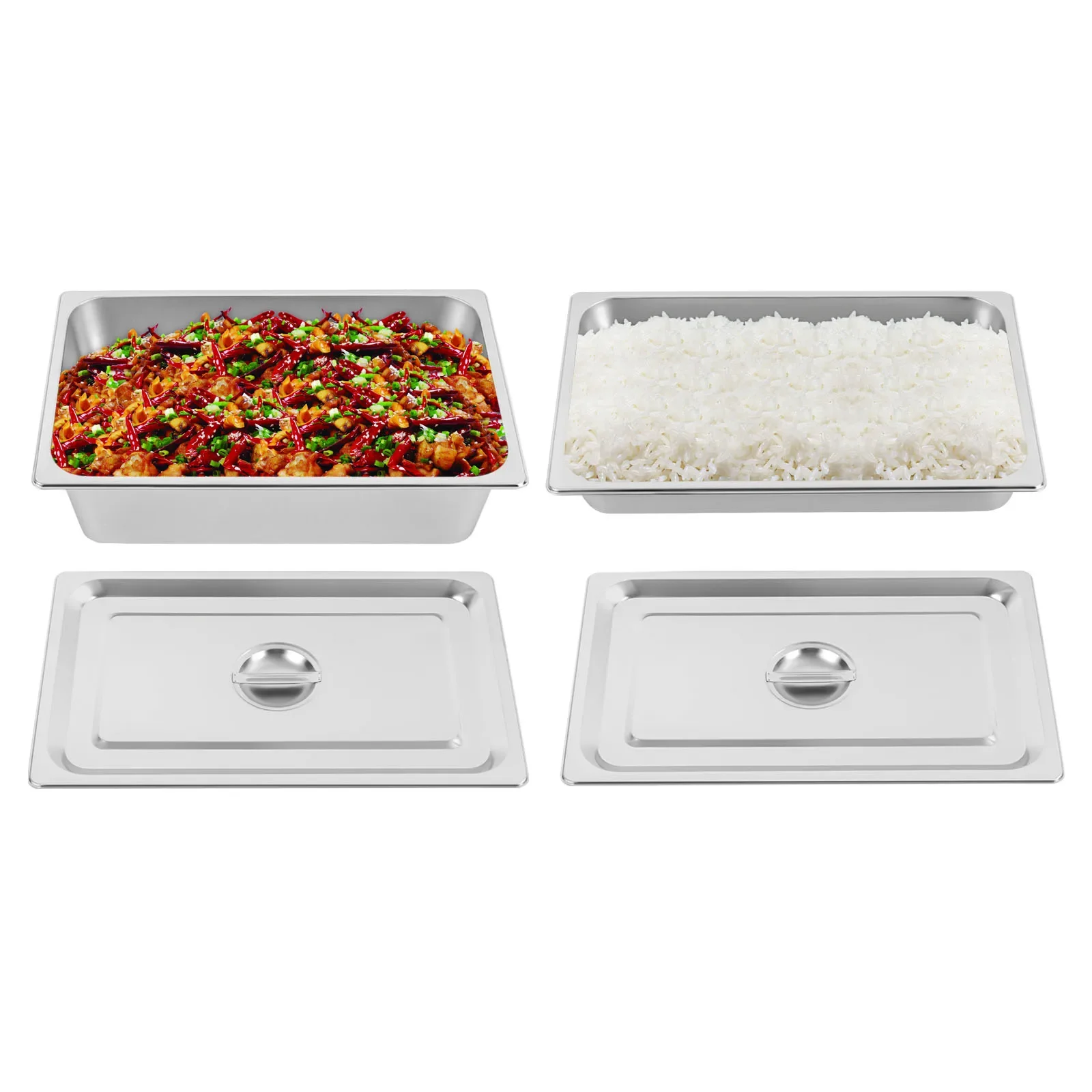 4 Pack Full Size Stainless Steel Hotel Pans Commercial Food Pans for ...