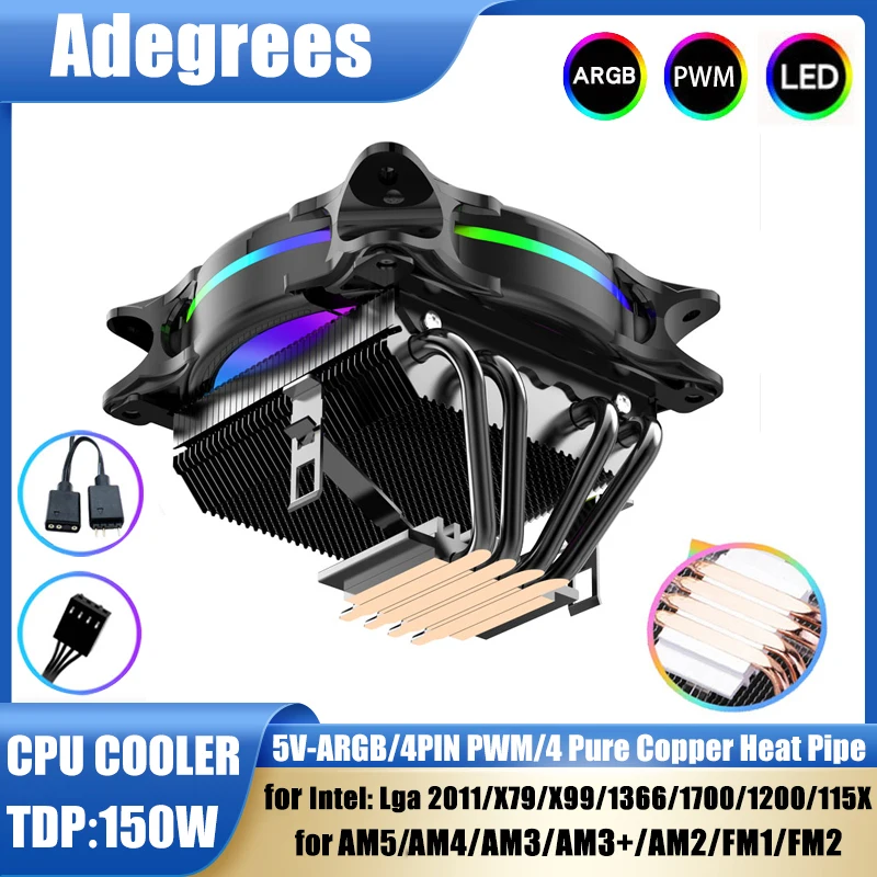 Adegrees-CPU-Cooler-4-Heatpipes-120MM-PWM-4PIN-ARGB-for-LGA-Intel-1366 ...