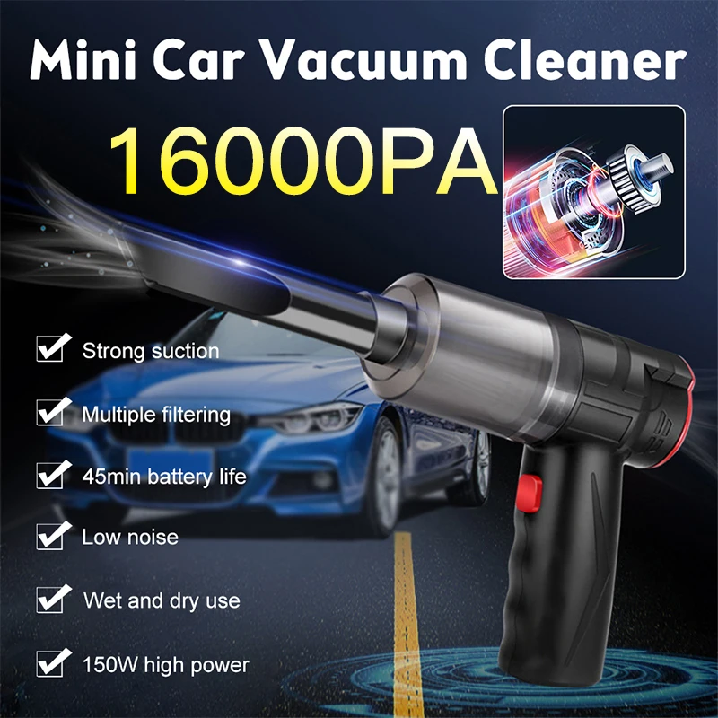 16000Pa Car Aspirador de pó sem fio 150W 2 em 1 Blowable Sem fio Handheld Auto Vacuum Home amp ...