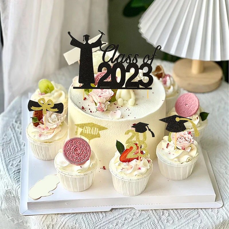 Happy-Graduation-Cake-Topper-Bachelor-Cap-Congrasts-Grad-Cake-Toppers ...