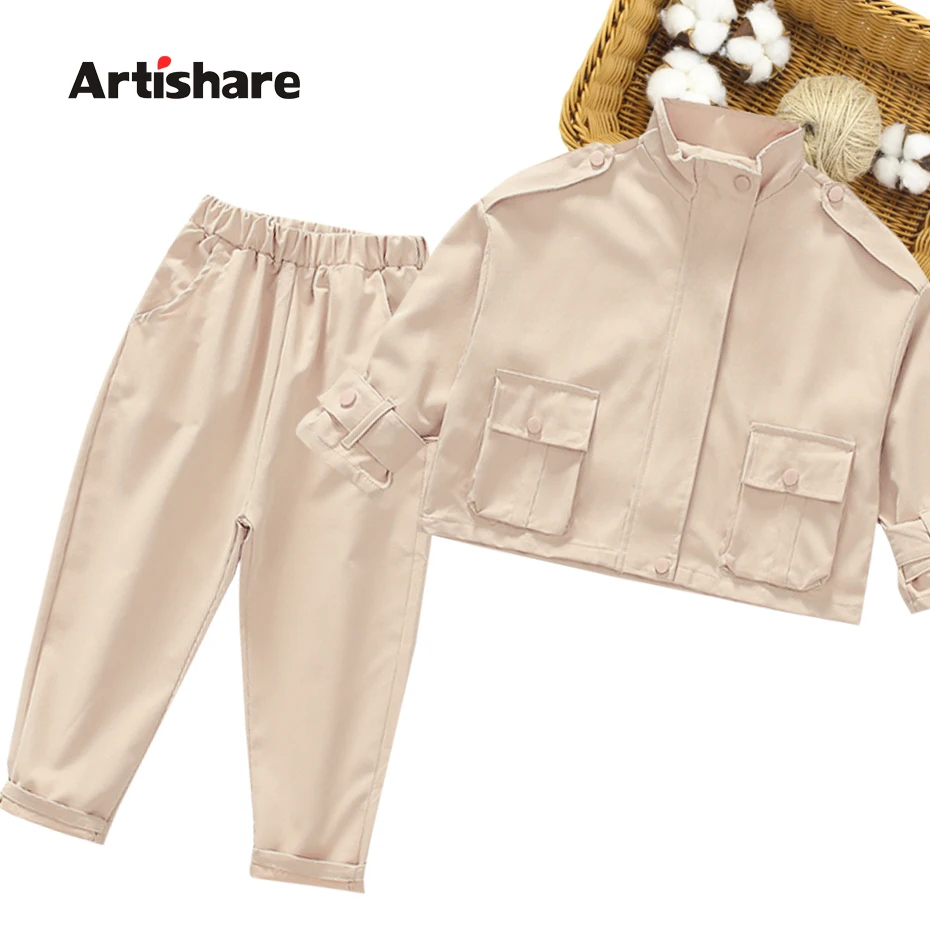 Girls-Cargo-Clothes-Solid-Color-Clothes-For-Girls-Jacket-Pants-Outfit ...