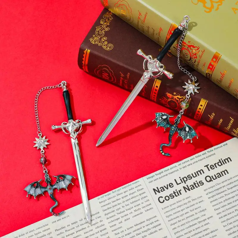 Z. Sword-shaped Weapon Model Metal Bookmark With Double-winged Dragon ...