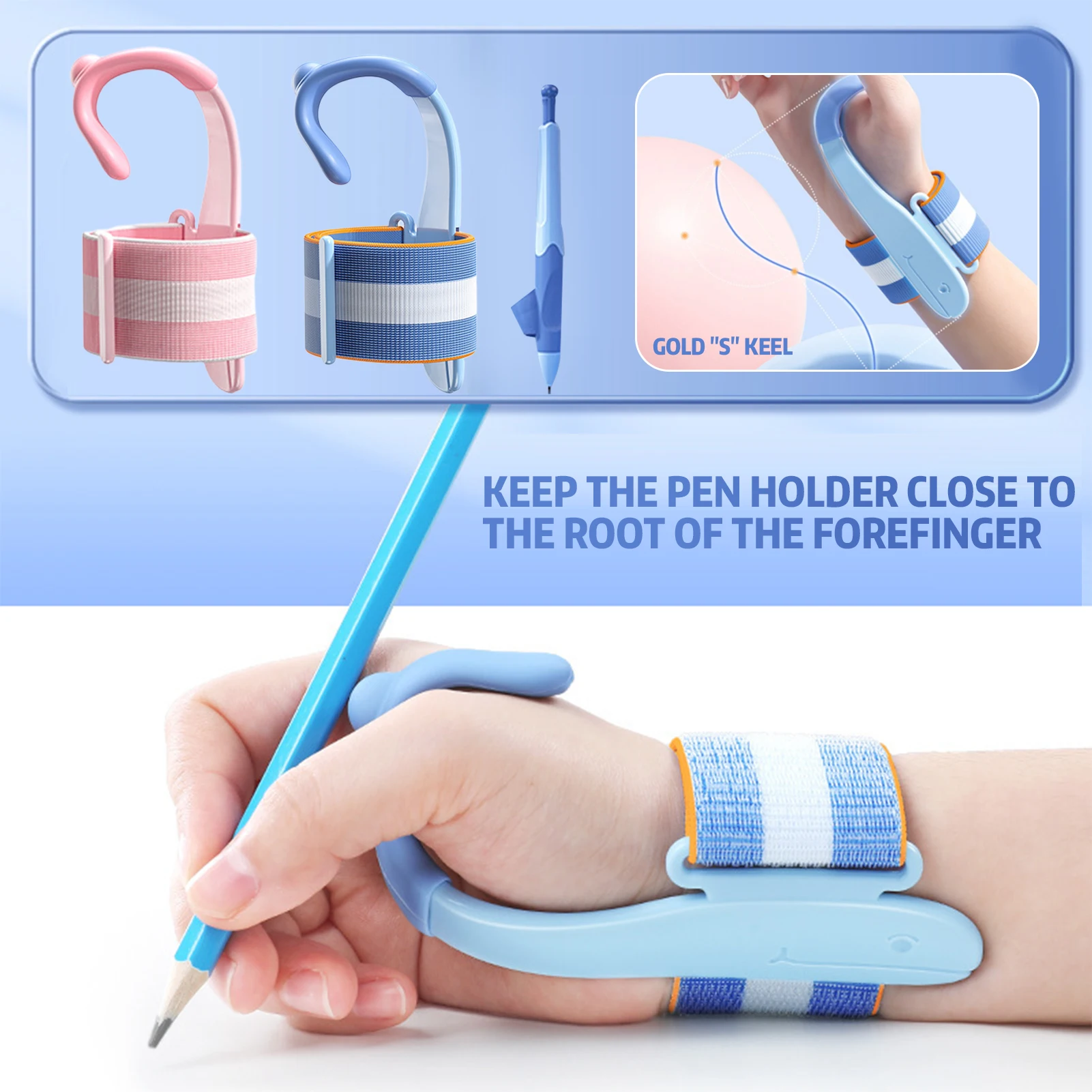 Pencil-Holding-Posture-Correction-Anti-Hook-Wrist-Corrector-Pen-Grips ...