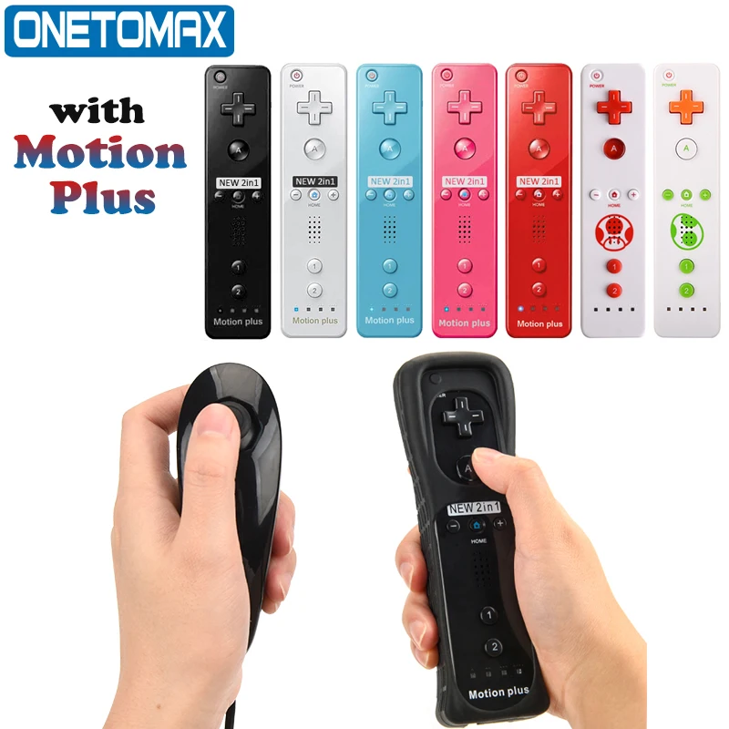 2PCS-Remote-Controller-with-Motion-Plus-For-Nintendo-Wii-Nunchuck ...