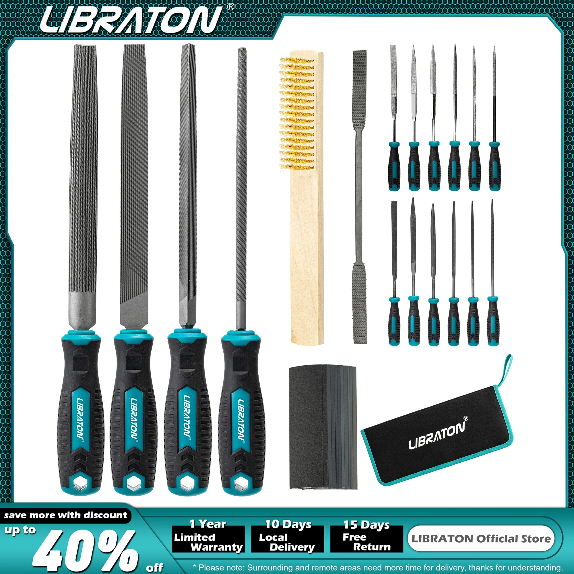 Libraton Juego de limas de Metal, 31 piezas, limas planas/triangulares ...