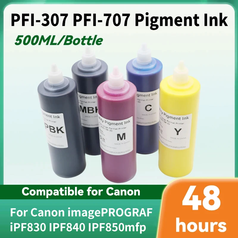500ML Pigment Ink Bottle compatible for Canon PFI-307 PFI-707 Refill ...