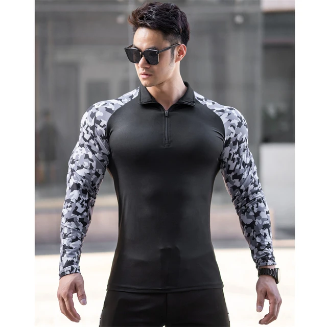 Compression Camo Sleeves Men's Sports & Fitness T Shirt - Men's Fitness ...