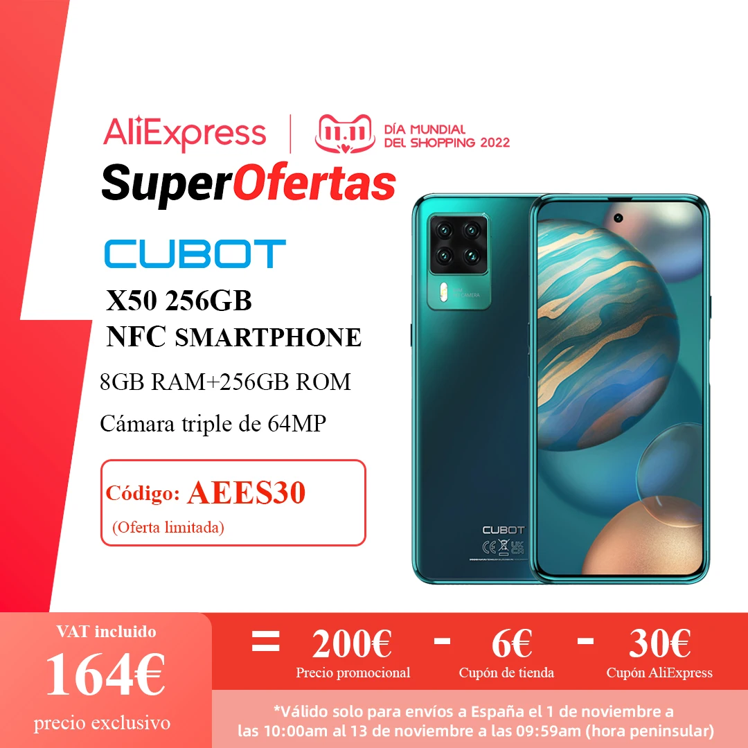 Cubot X50 Smartphone [2021] 8GB y 256GB(Ampliable 256GB),Móviles Libres ...