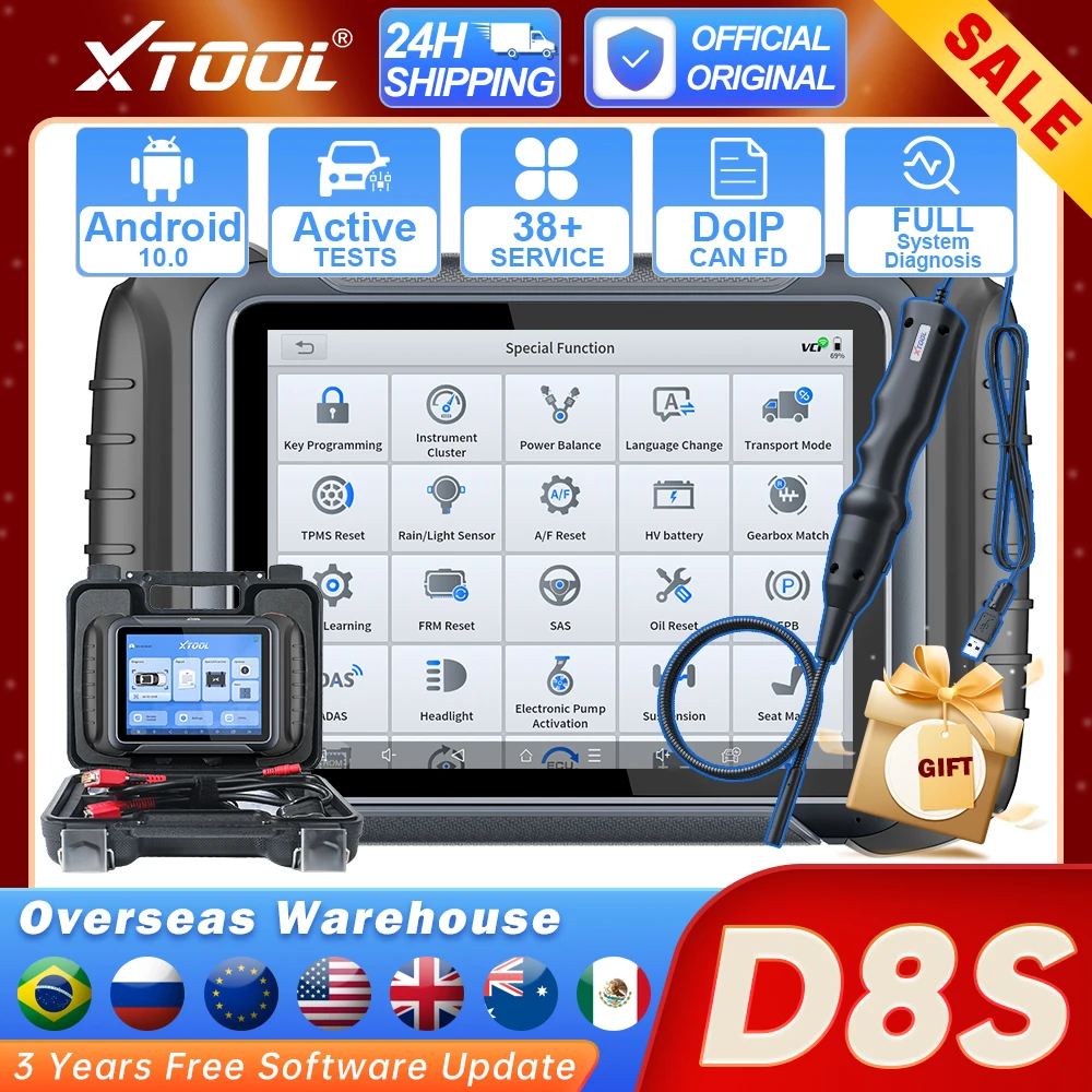 2023-XTOOL-D8S-Auto-Diagnostic-Tools-Active-Test-ECU-Coding-38-Service ...