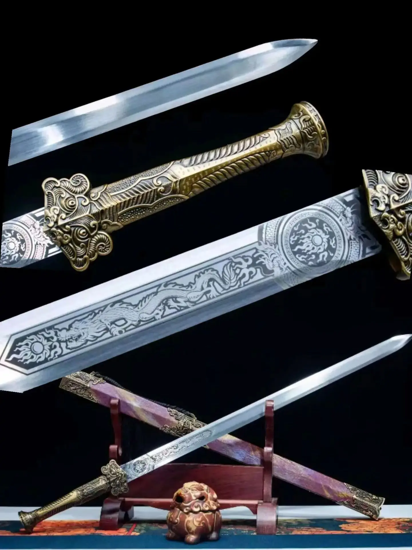 Chinese-Kungfu-Wushu-Martial-Art-Battle-Sword-Real-Handmade-Multi ...