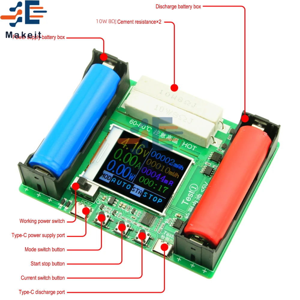 Battery Capacity Tester 18650 Module Mah For 18650 Lithium Battery Lcd Battery Capacity Tester 18650 Module Mah For 18650 Lithium Battery Lcd