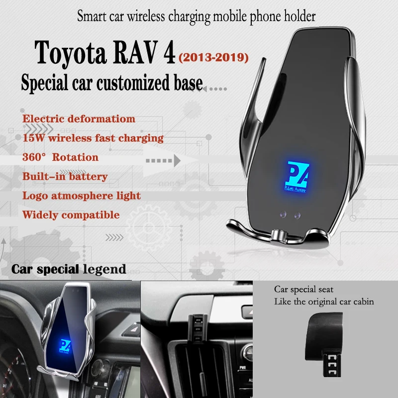 For-2013-2019-Toyota-RAV4-Car-Phone-Holder-Wireless-Charge-15W-Mobile ...