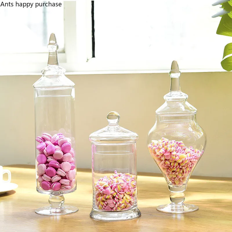 Transparent-Glass-Candy-Jar-Storage-Jar-Wedding-Display-Decorative-Jars ...