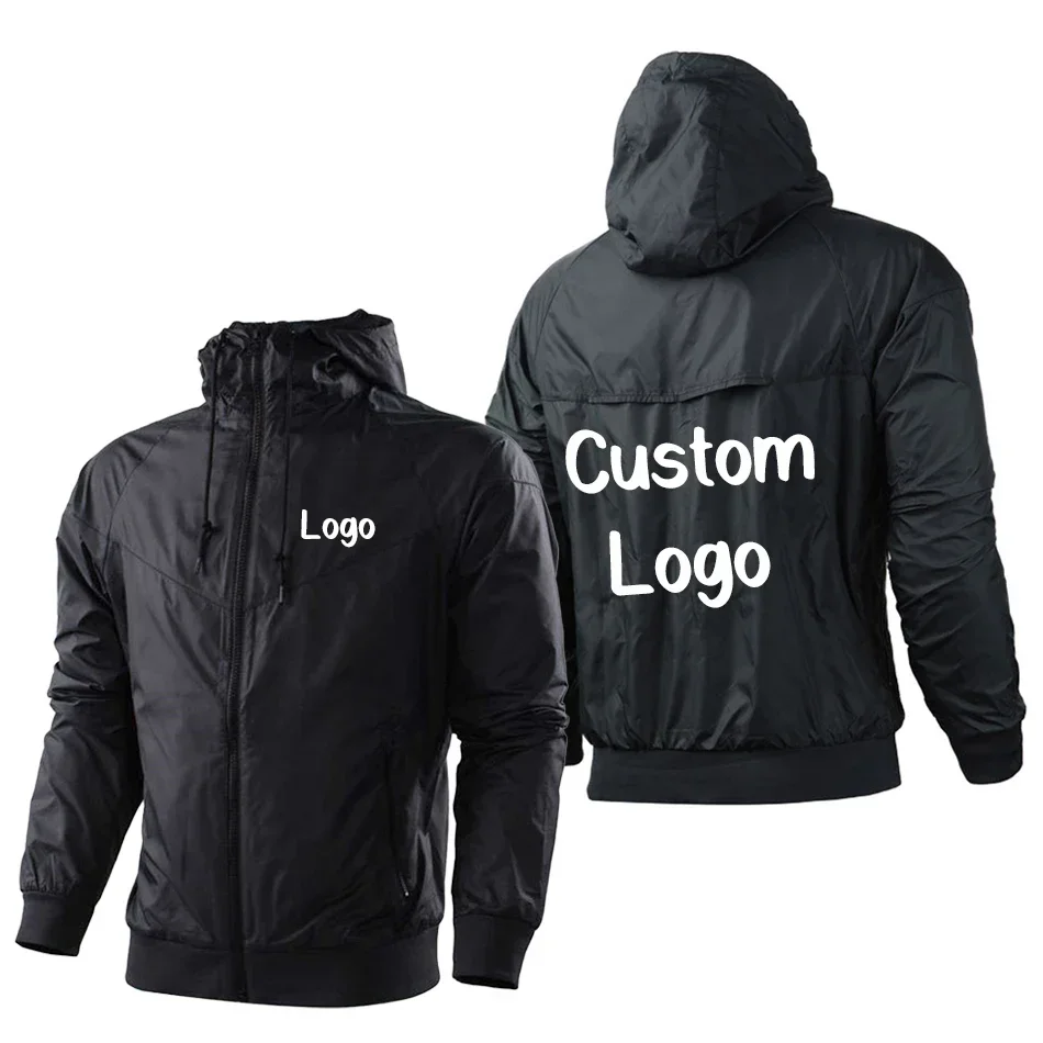 DIY Print Logo Text Men's Jackets Waterproof Hoode Wind Breaker Casual ...