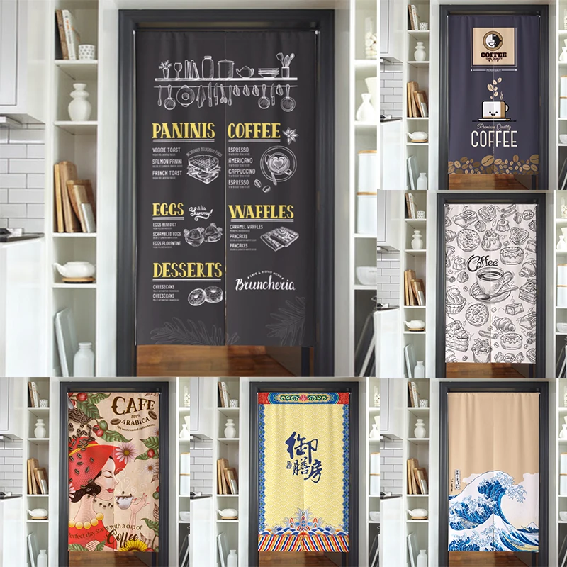 Japanese Style Kitchen Coffee Door Curtain Bedroom Half Panel Curtain ...