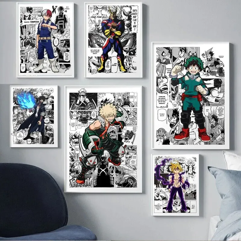 P-ster-de-lienzo-de-My-Hero-Academia-impresi-n-art-stica-de-pared-de ...