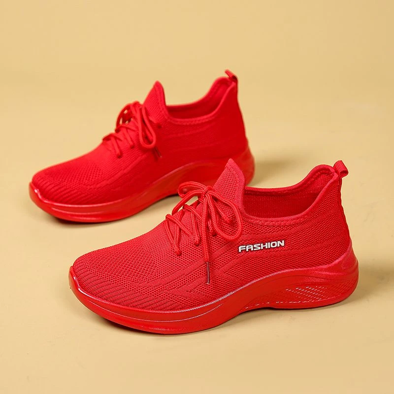 Women's Red Sneakers Women Breathable Mesh Shoes for Women Summer White ...