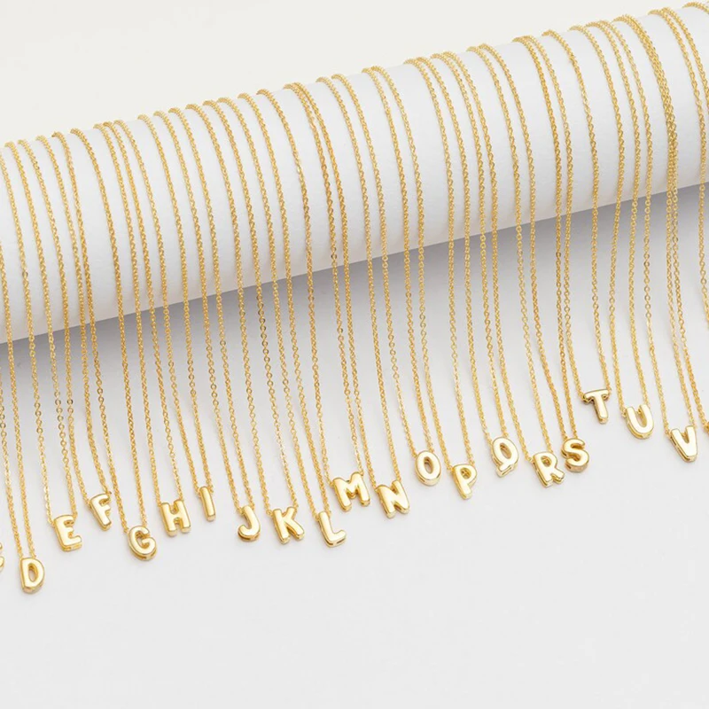 Stylish-Metal-Tiny-Alphabet-Initial-Gold-Color-Chains-Necklace-Non ...
