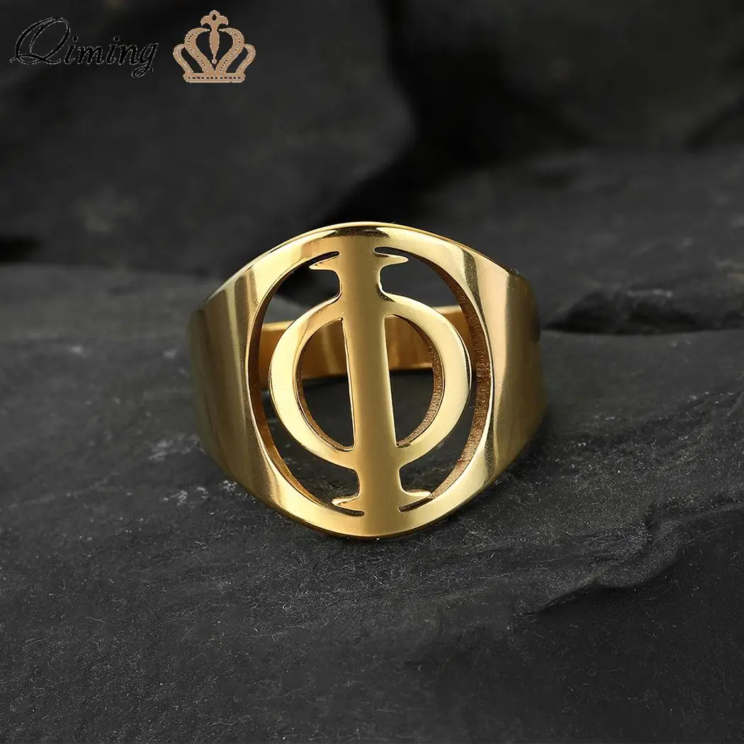 Qiming Maths Symbol Phi Signet Women Men Ring Geometric Vintage Jewelry ...