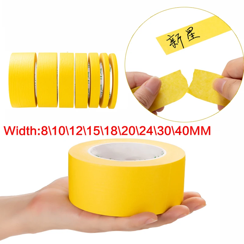 50M-Yellow-Masking-Tape-Adhesive-Painting-Masking-Tape-Textured-Paper ...