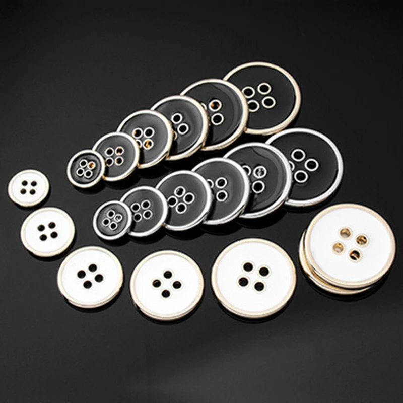 Fashion Gold Black White Metal Suit Cuff Shirt Buttons Round Button for ...