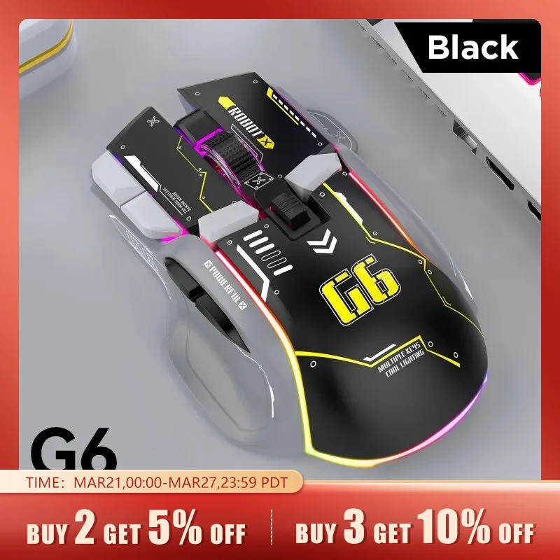 G6-Gaming-Mouse-Wireless-3-Modes-4000-DPI-11-RGB-Backlit-Rechargeable ...