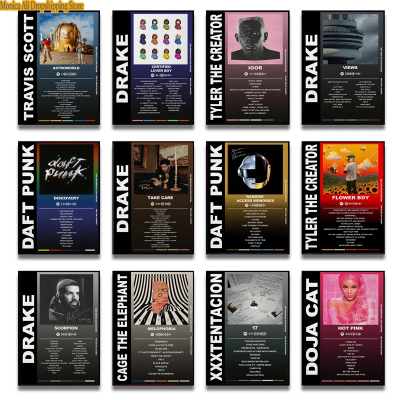 Tyler Daft Punk Music Album Cover Poster Drake Travis Scott Famous ...