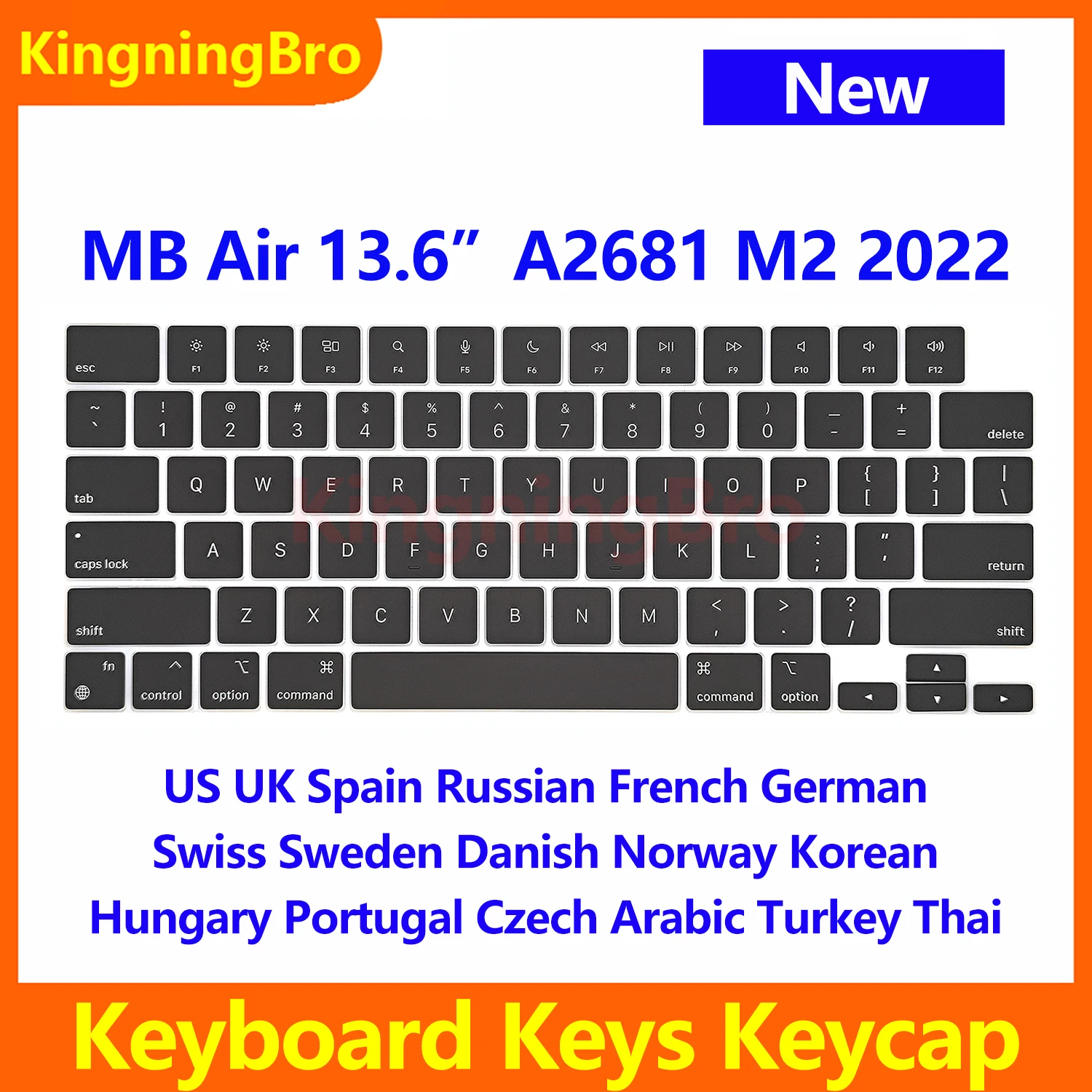 New UK US Spain French Russian Korean Hungary Keycaps For Macbook Air ...