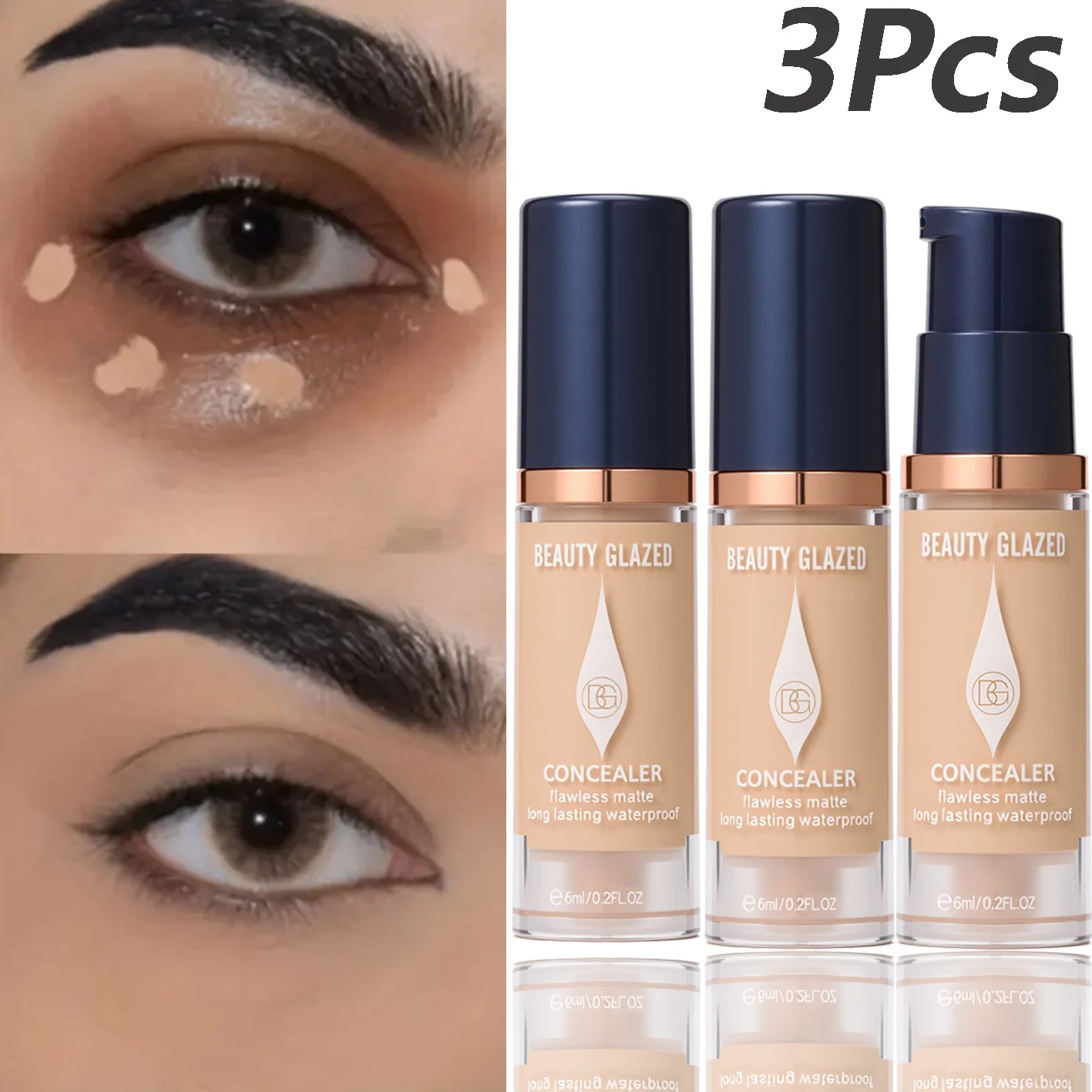 3Pcs/Set Full Coverage Concealer Foundation Long Lasting Waterproof ...