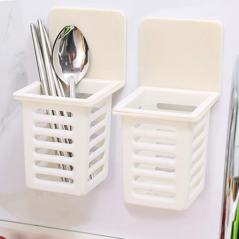 Kitchen-Plastic-Chopsticks-Holder-Wall-Hanging-Cutlery-Drainage-Basket ...