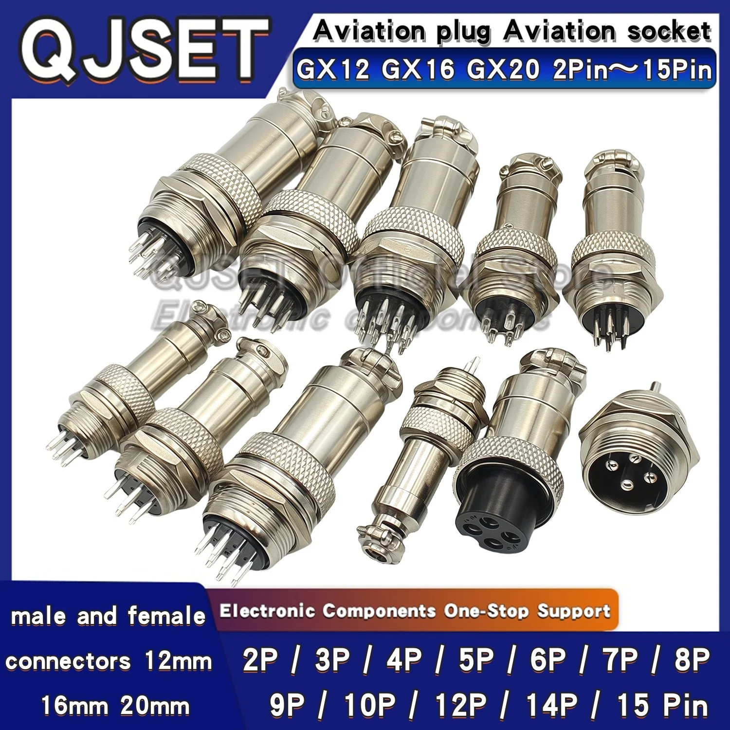 1 set GX12 GX16 GX20 2 3 4 5 6 7 8 9 10 12 14 15 pin aviation plug and ...