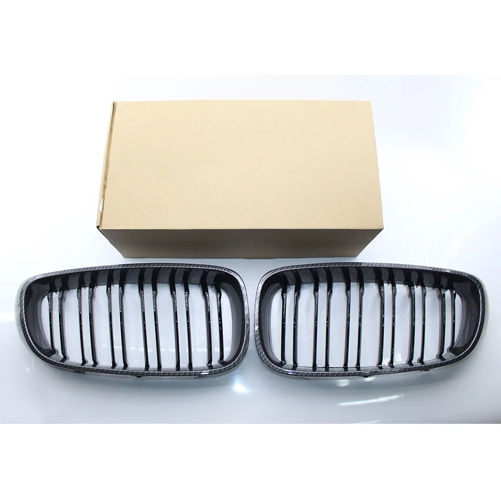 Car Carbon Fiber Style Front Kidney Black Dual Slat Grille Fits BMW F34 ...