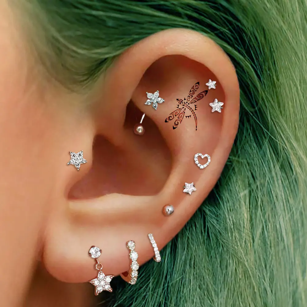 1PC-Star-Tragus-Helix-Rook-Piercing-for-Women-Zirconia-Hoop-Earring ...
