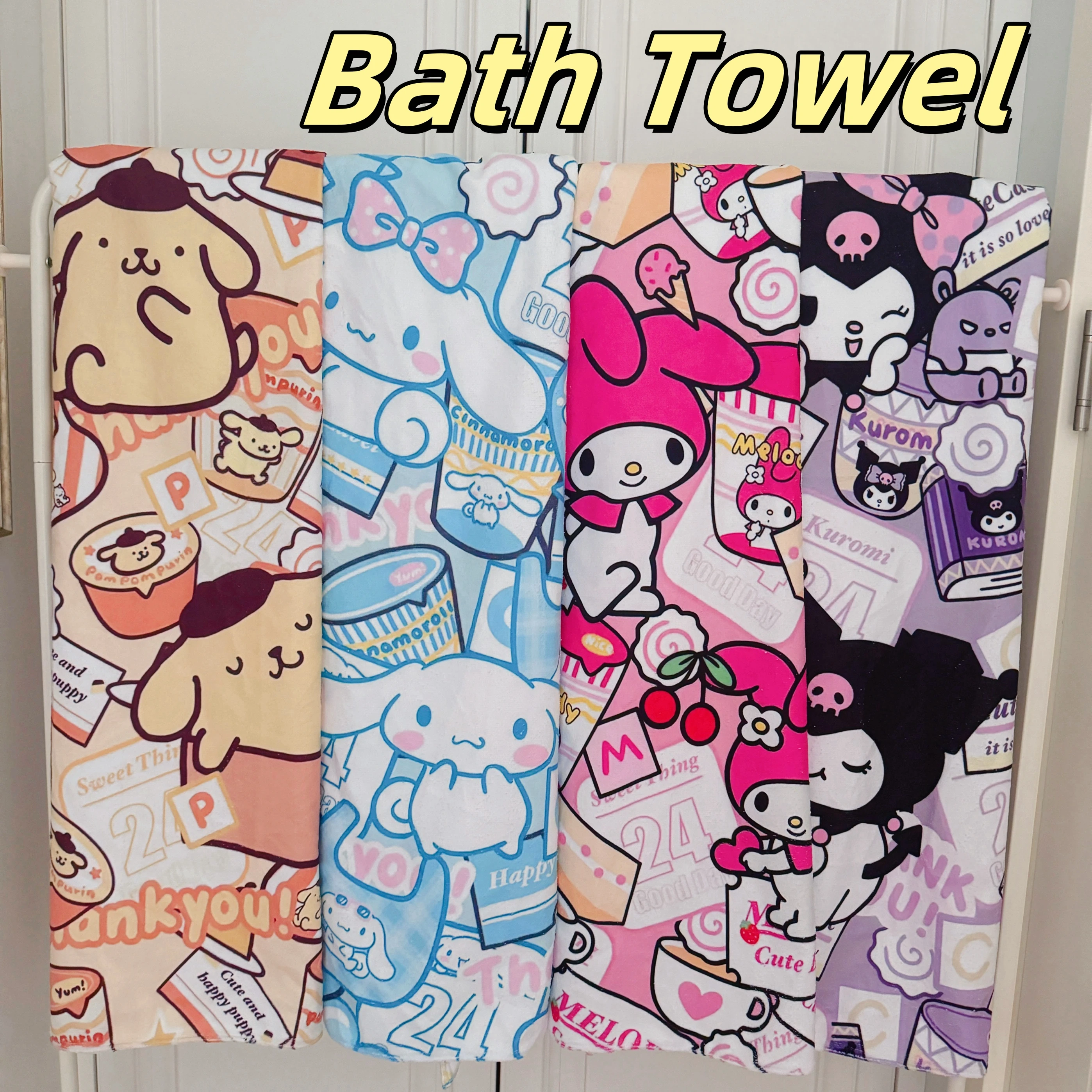Sanrio-Cartoon-Pattern-Printed-Bath-Towel-My-Melody-Kuromi-Hello-Kitty ...