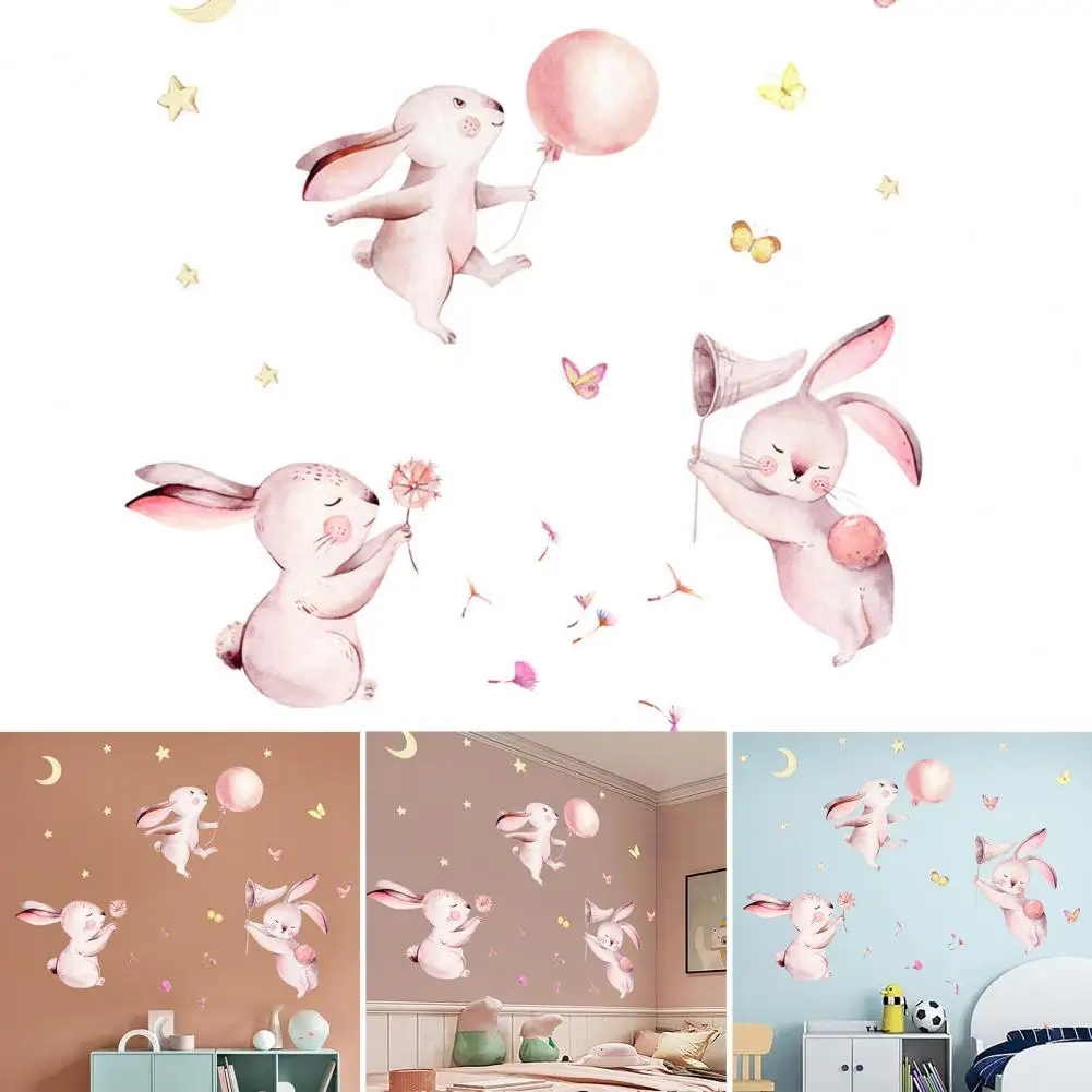 2Pcs-Durable-Wall-Sticker-Eco-friendly-Rabbit-Wall-Sticker-Moisture ...
