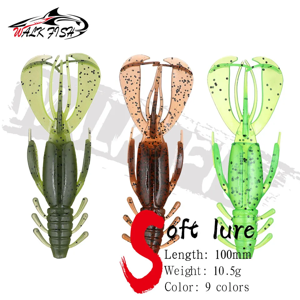 WALK-FISH-WALK-FISH-3PC-Crazy-Flapper-Fishing-Lures-100mm-10-5g-Soft ...