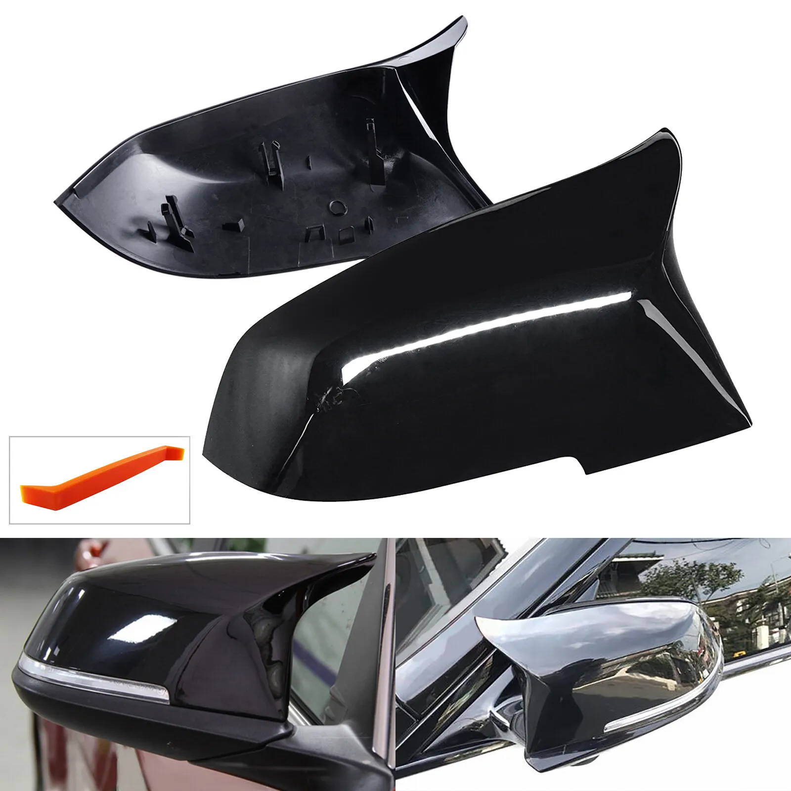 Wing Rearview Mirror Cover Caps Gloss Black For BMW F20 F21 F22 F30 F31 ...