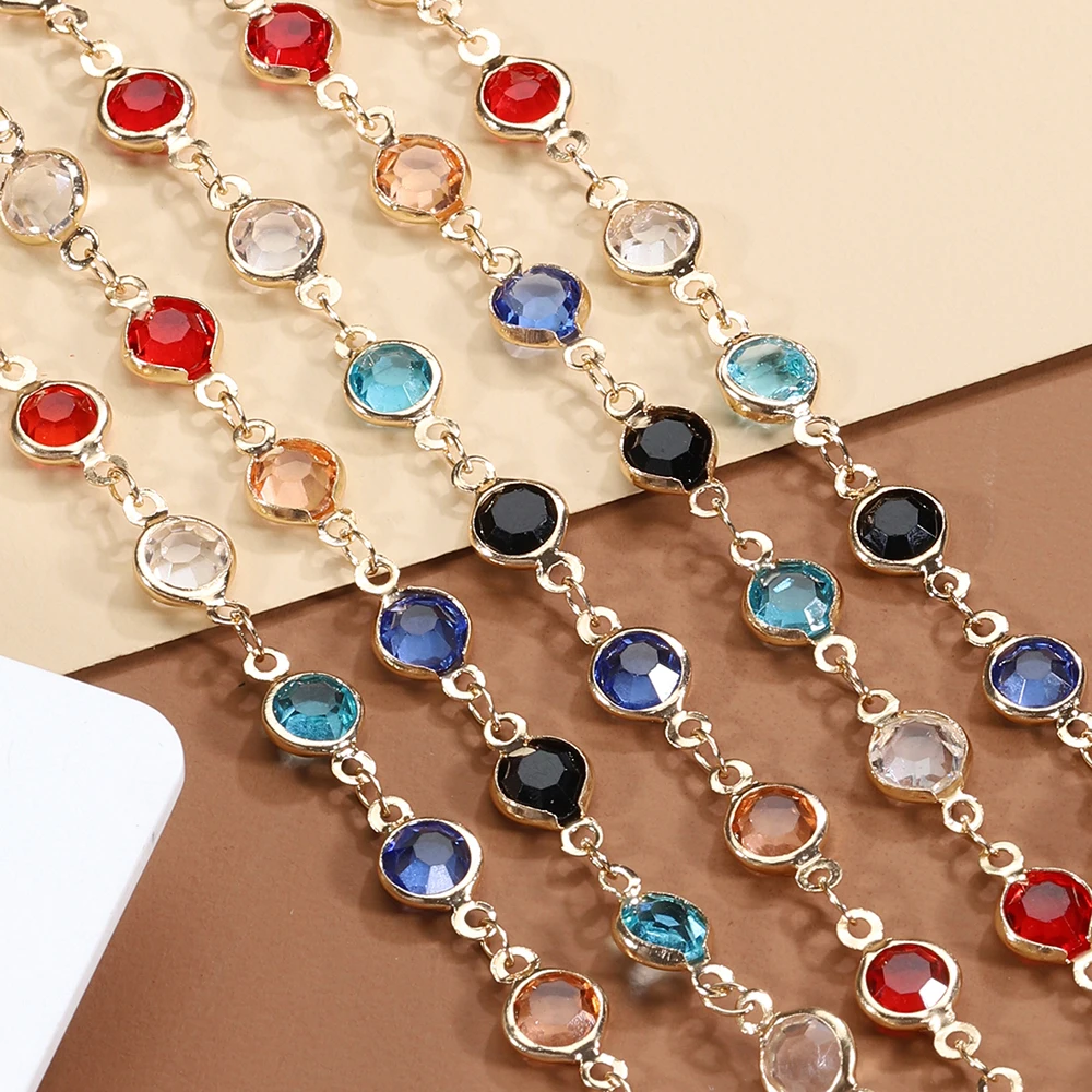 1Meter-Colorful-Crystal-Glass-Beads-Chain-Beaded-KC-Gold-Color-Chains ...
